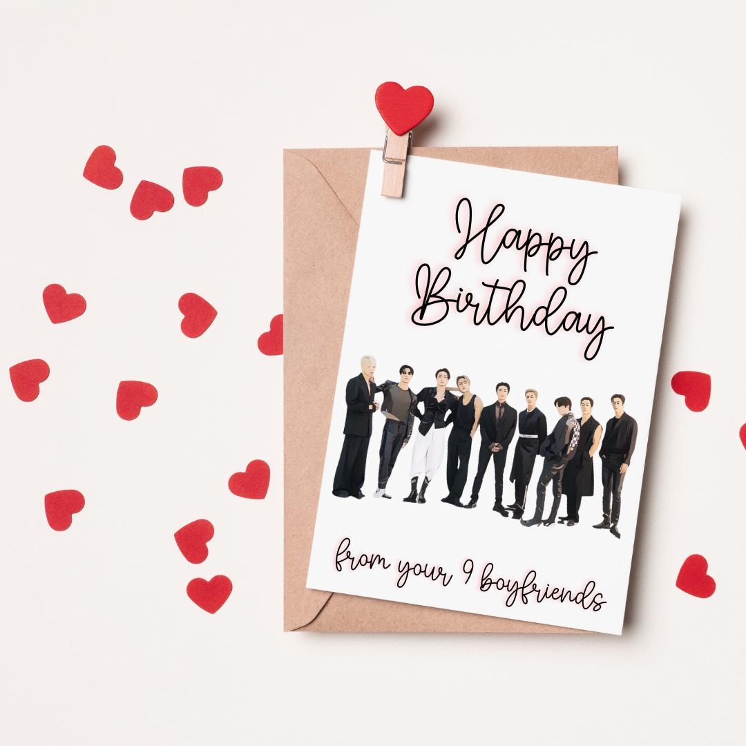 Birthday K-pop Fan, Handmade Card With Your Favourite K-pop Idols, K ...