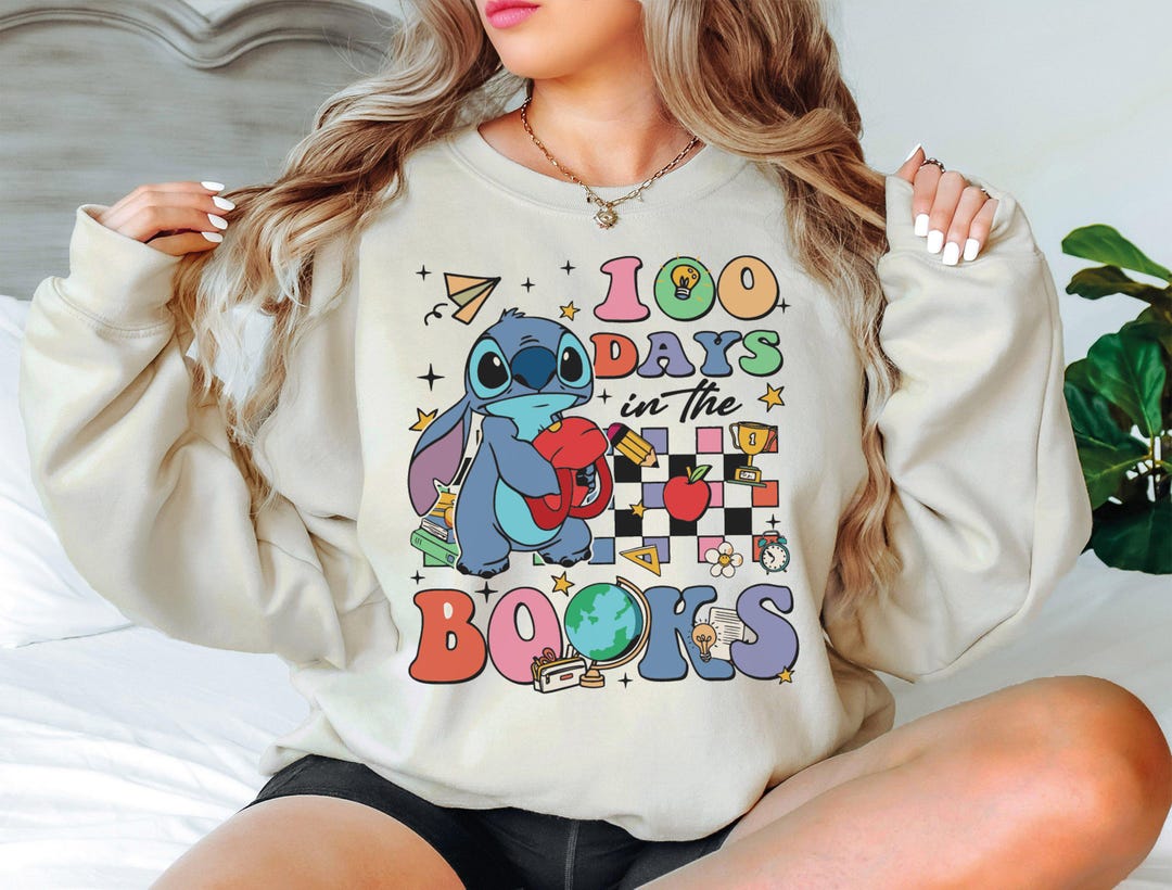 Disney Stitch 100 Days in the Books Shirt, 100 Days of School Tee, 100 ...