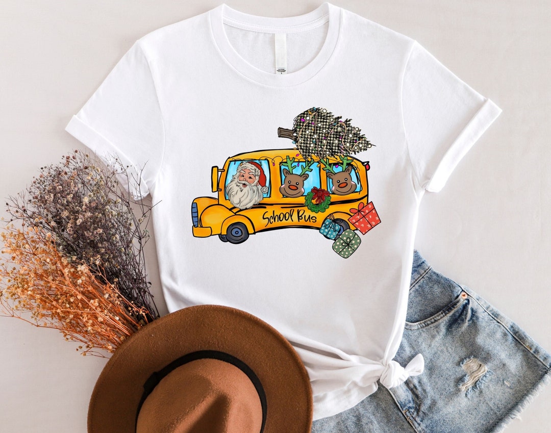 Christmas School Bus Shirt, Merry Christmas Bus Driver Shirt, Teacher ...