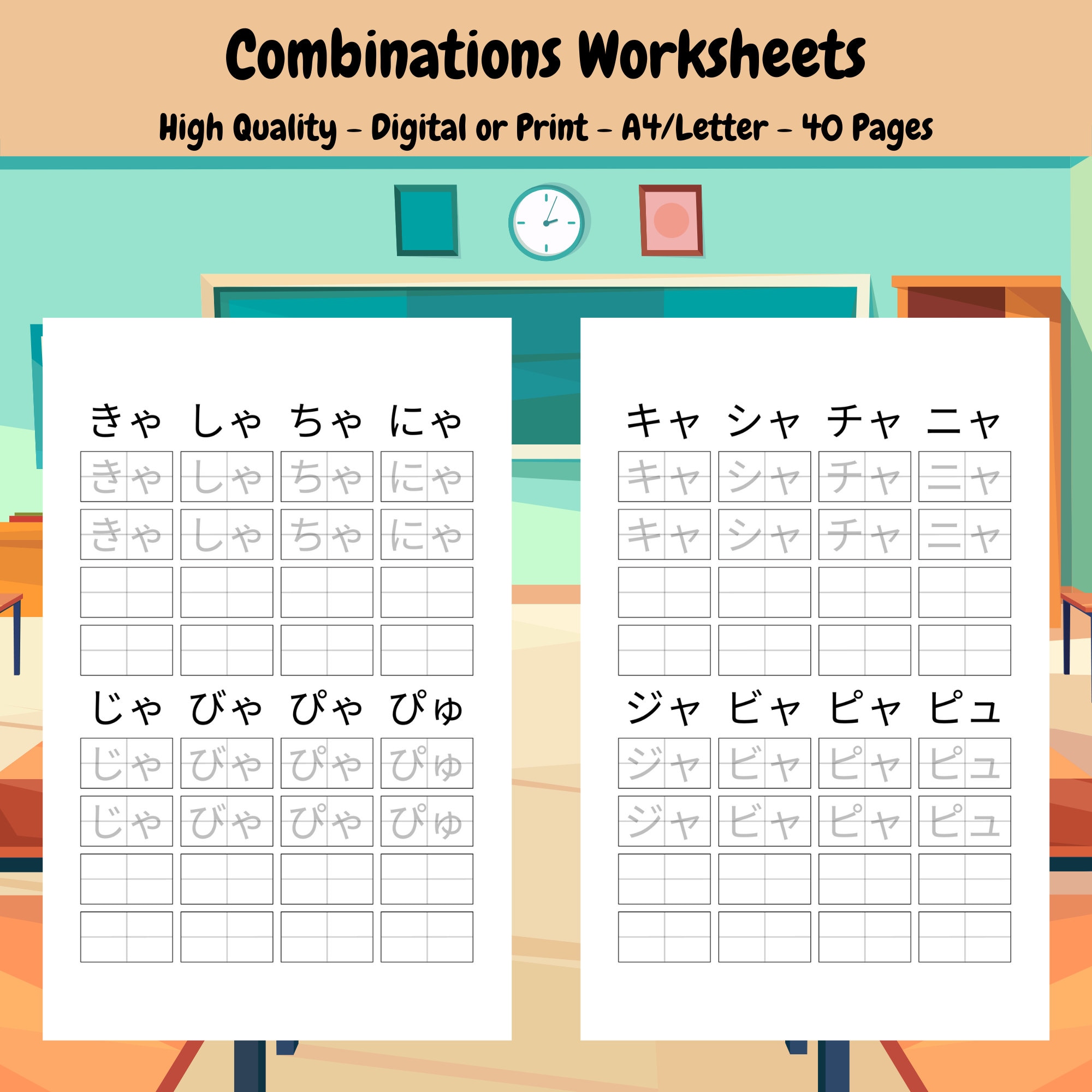 Japanese Hiragana and Katakana Worksheets - Etsy