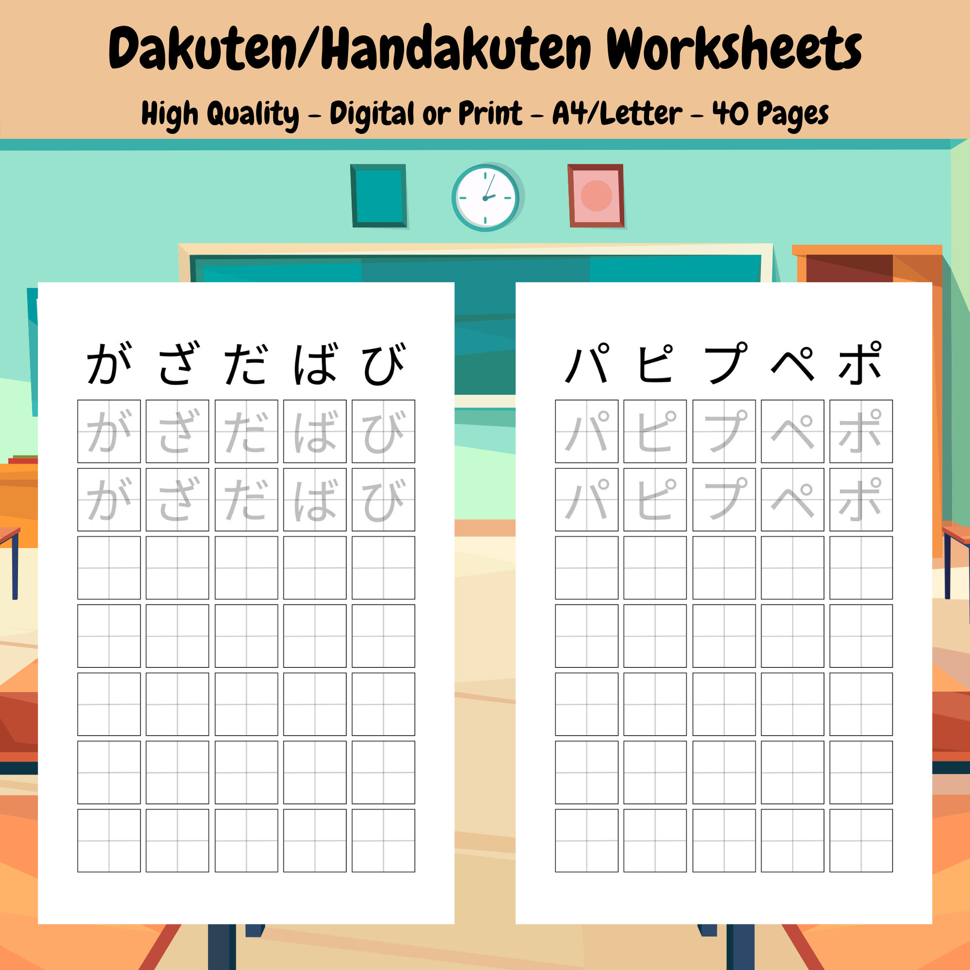 Japanese Hiragana and Katakana Worksheets - Etsy