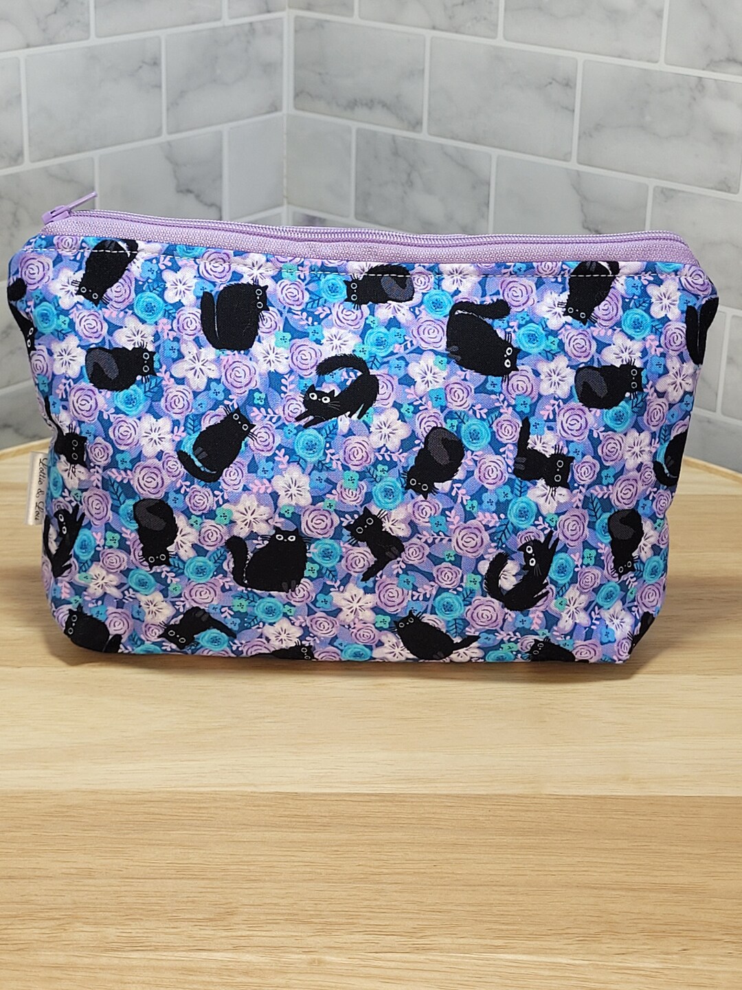 Zipper Pouch Bag in Good Luck Black Cat Floral Fabric - Etsy