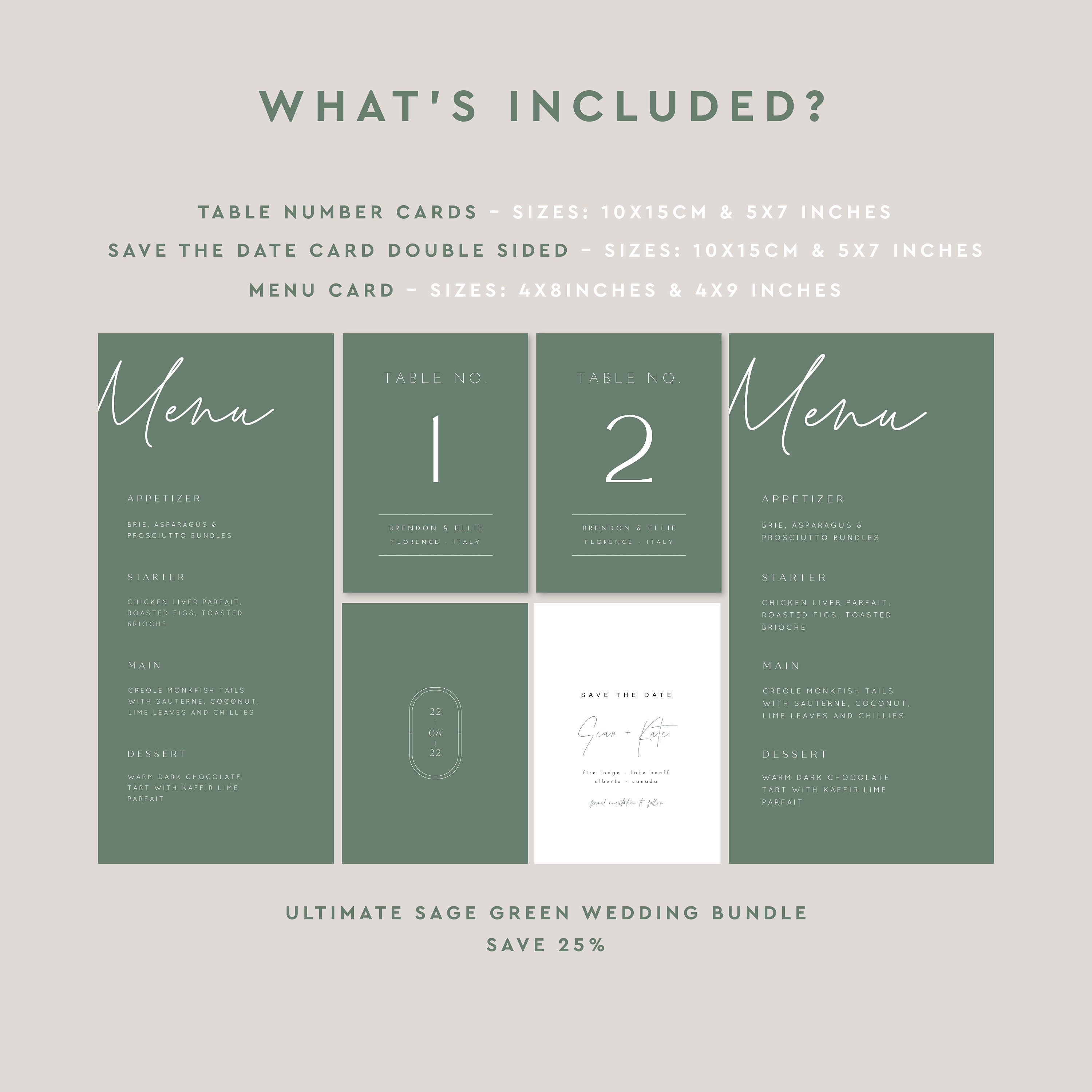 Ultimate Sage Green Wedding Template Bundle Save the Date - Etsy