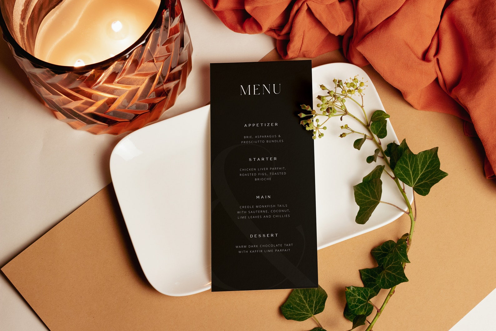 Ampersand Wedding Menu Template, Printable Wedding Menu Cards, Minimal ...