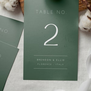 Sage Green Wedding Table Number Template, Simple Table Numbers, Modern ...