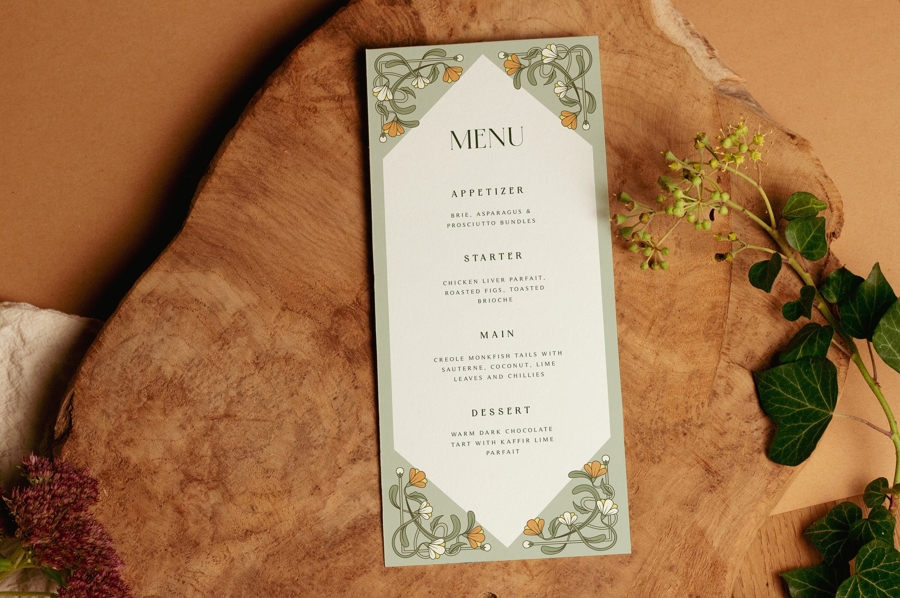 Art Nouveau Wedding Menu Template Vintage Wedding Menu - Etsy