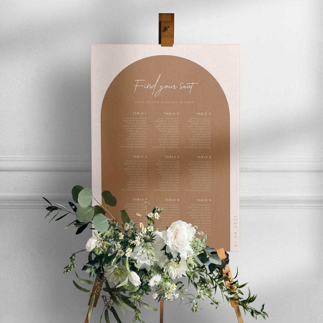 Arch Wedding Seating Chart Template, DIY Table Seating Chart, Modern ...
