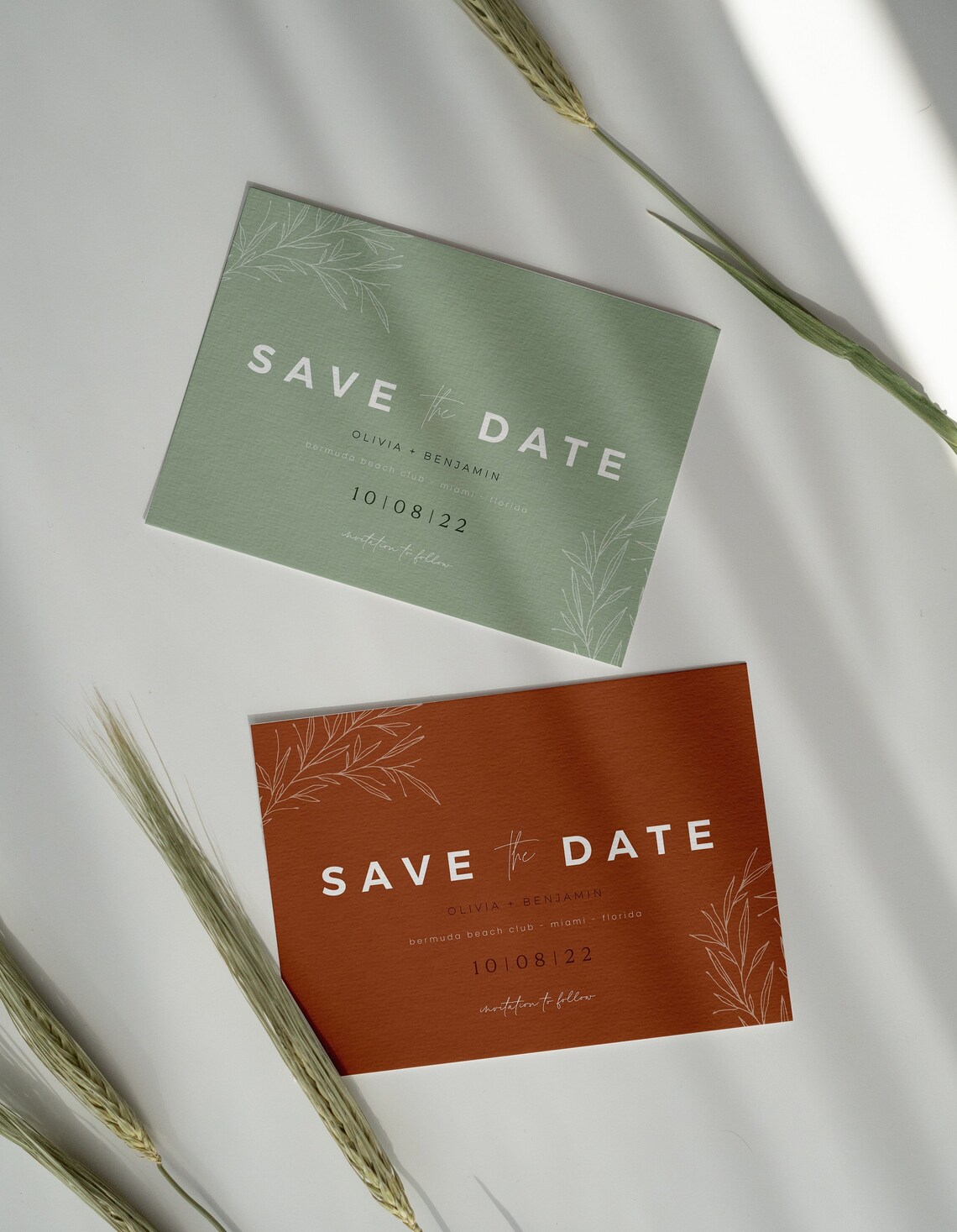 Floral Boho Save the Date Template, Terracotta Save the Date, Sage ...
