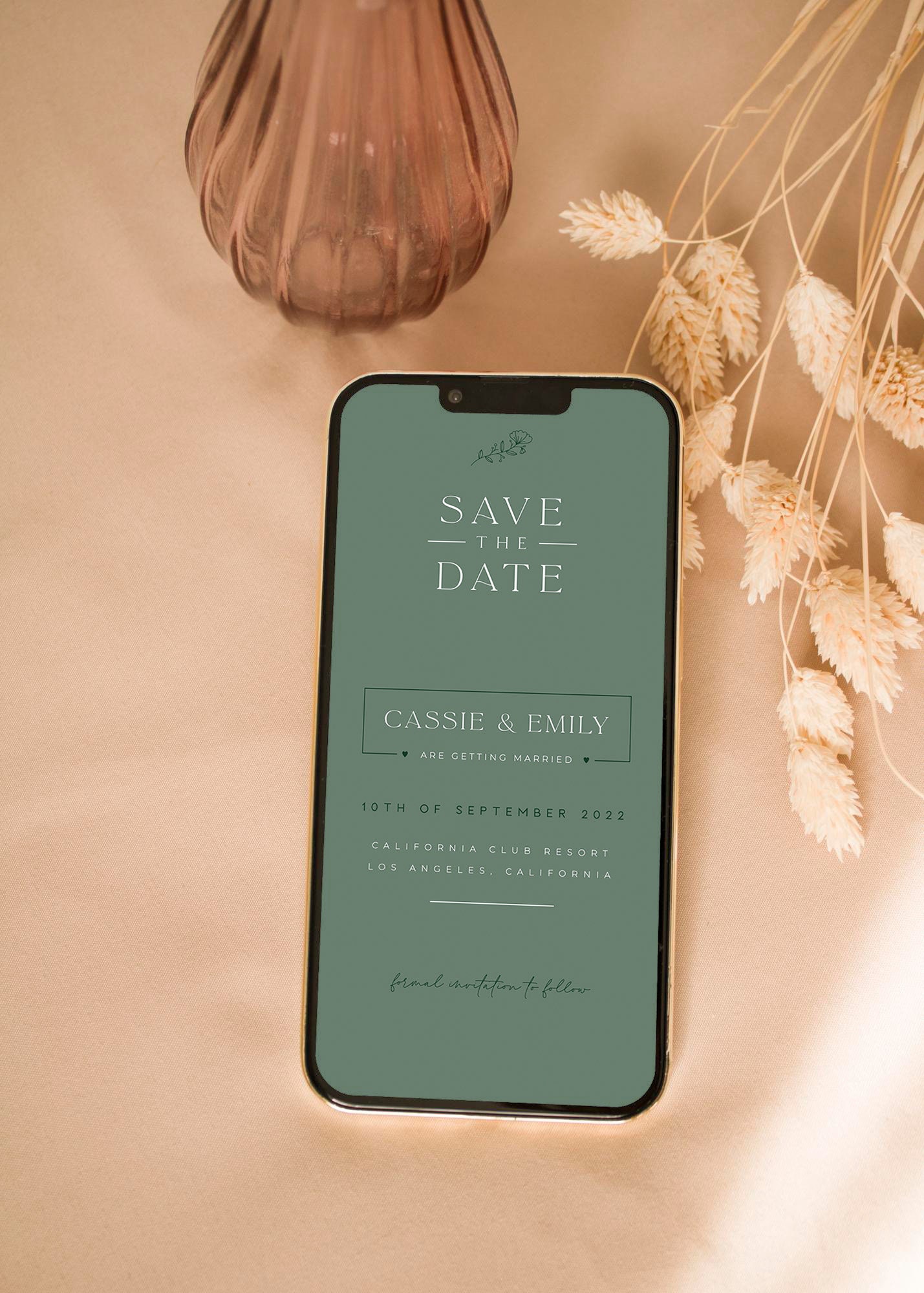 Elegant Save the Date TEXT Invitation, Electronic Save the Date Dusty ...