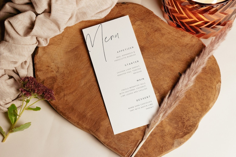 Minimal Wedding Menu Template Printable Wedding Menu Cards - Etsy