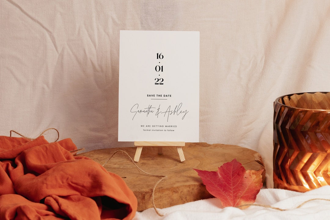 Elegant Save the Date Template, Minimalist Save the Date Card, Wedding ...