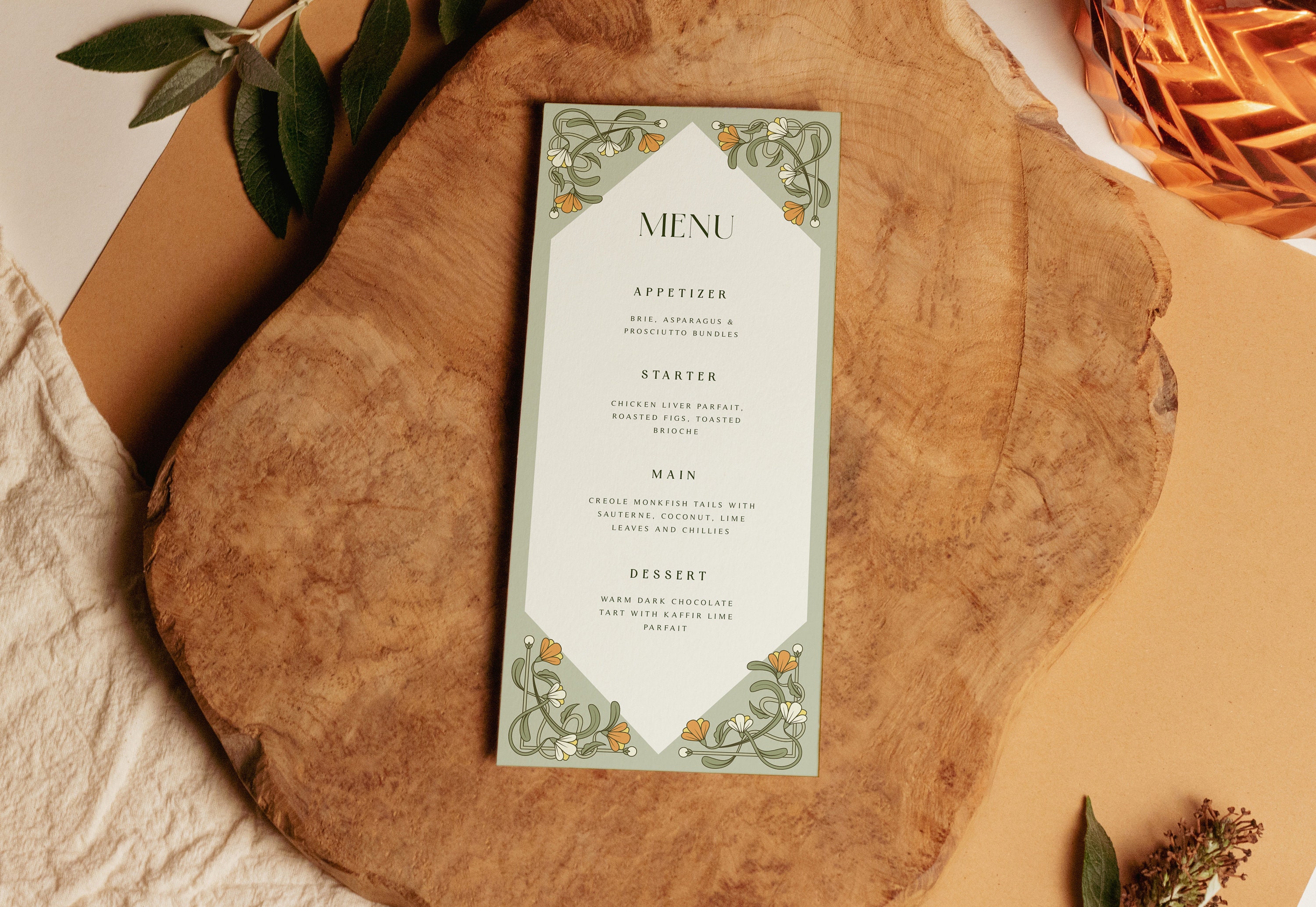 Art Nouveau Wedding Menu Template Vintage Wedding Menu - Etsy
