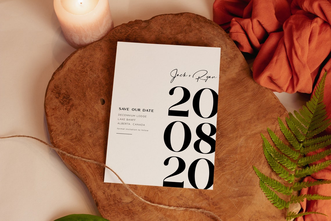 Modern Graphic Save the Date Template, Downloadable, Printable Save the ...