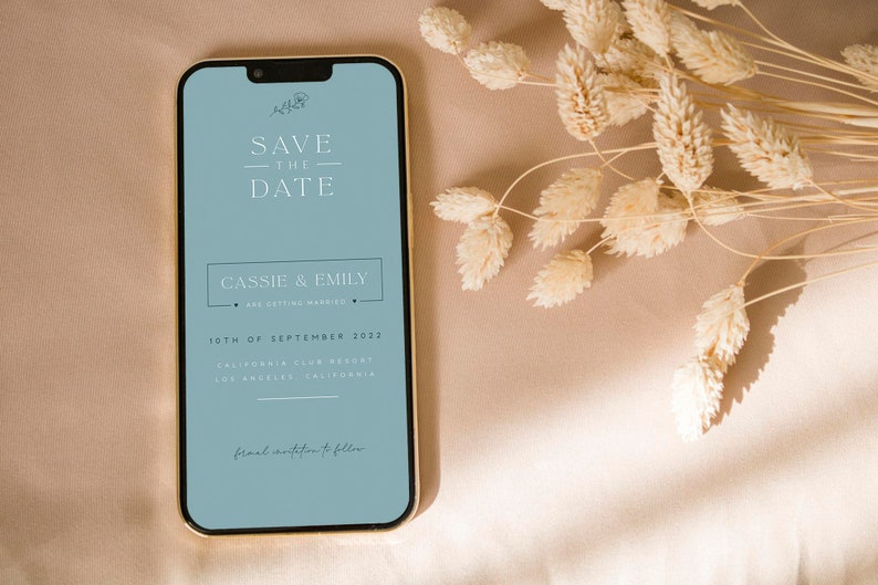 Elegant Save the Date TEXT Invitation, Electronic Save the Date Dusty ...