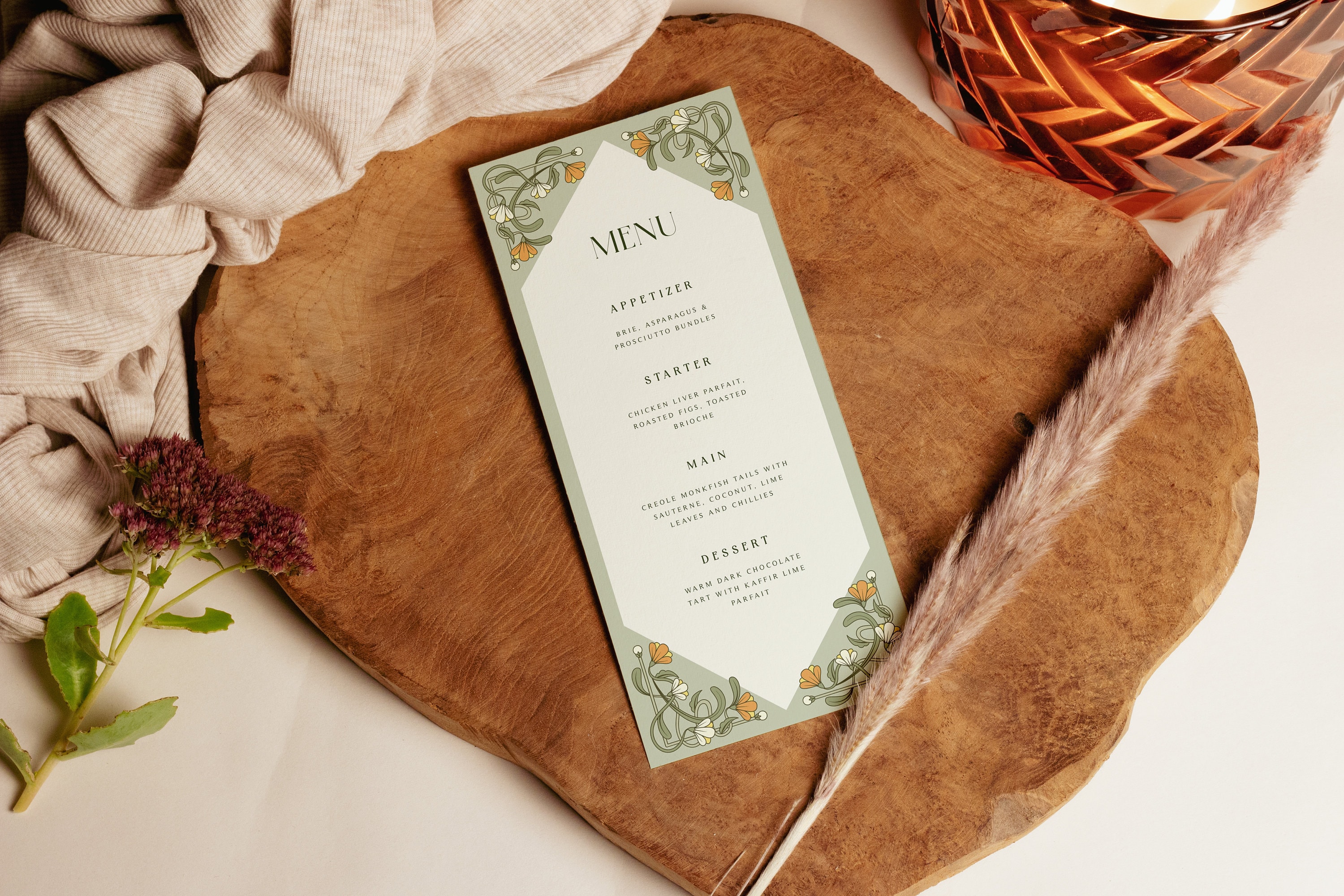 Art Nouveau Wedding Menu Template Vintage Wedding Menu - Etsy