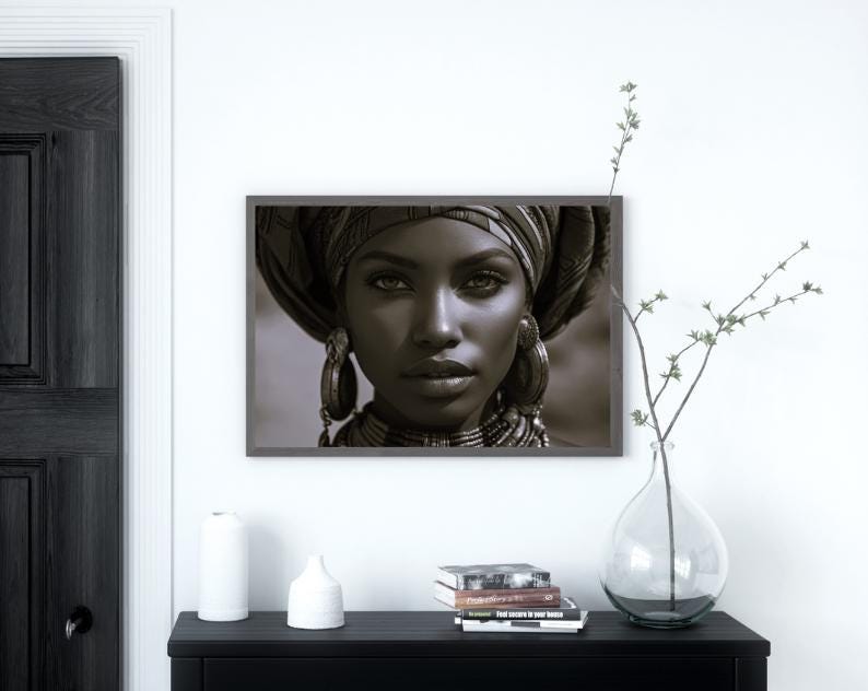 African Woman Wall Art African Art Digital Prints Wall Art Black