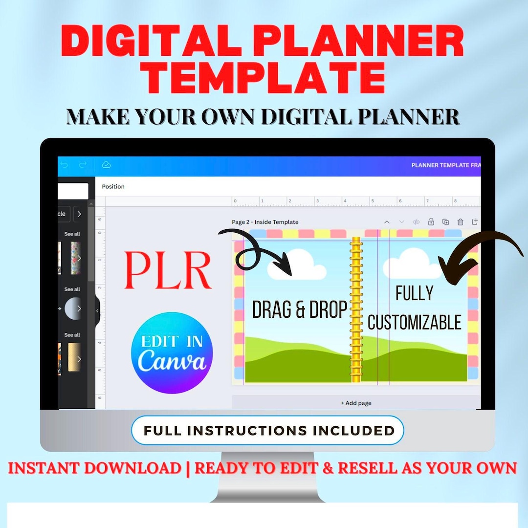 Canva Frame PLR Planner Template Digital Planner Canva Template Create ...