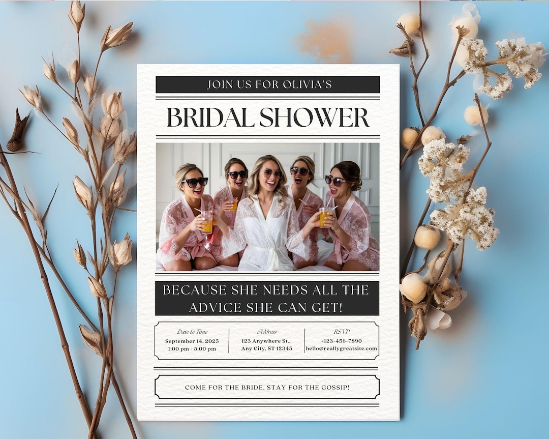 Bridal Shower Newspaper Template, Bachelorette Party Newspaper Template ...