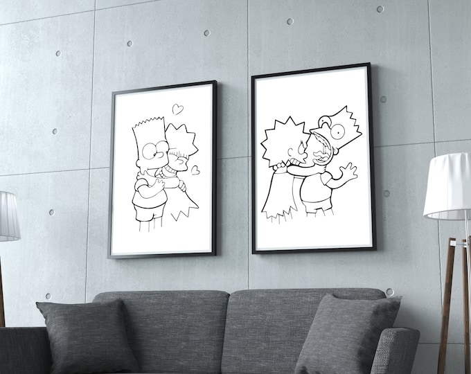 Simpsons Bart and Lisa Poster Design, Simpsons, Brother Sister Present ...