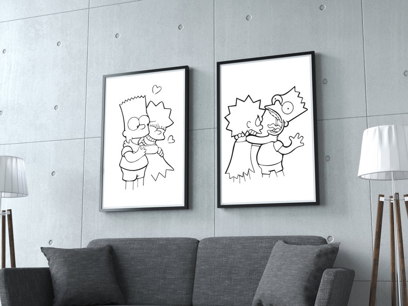 Simpsons Bart and Lisa Poster Design, Simpsons, Brother Sister Present ...