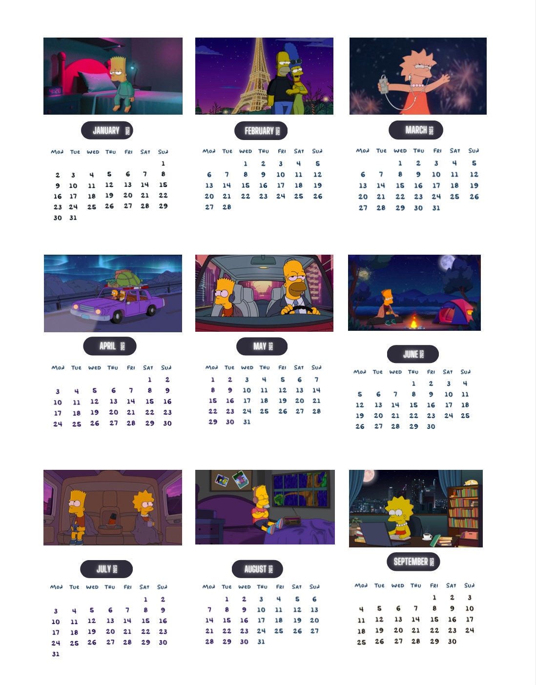 Digital Simpsons Planner + Calendar 2023-2024 - Etsy