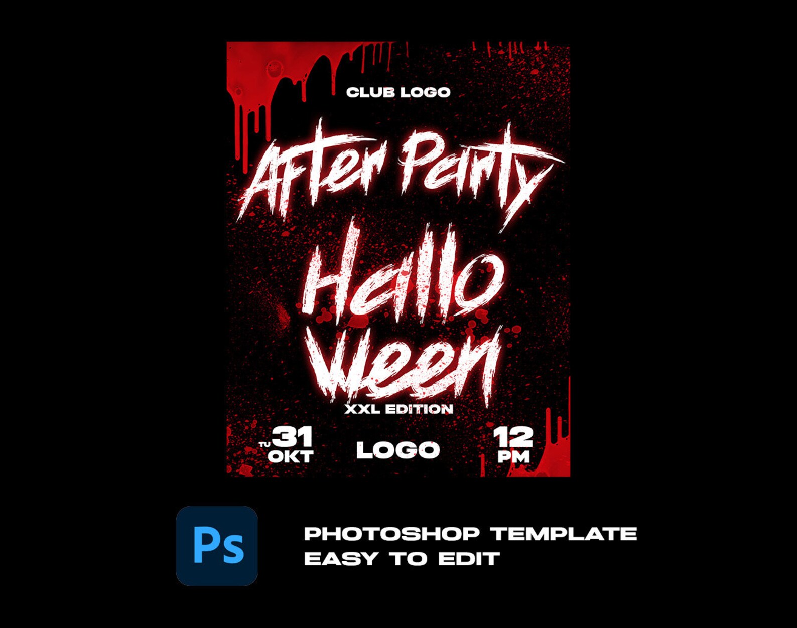Club Flyer Template, Photoshop Template, Halloween Flyer, DJ Party ...