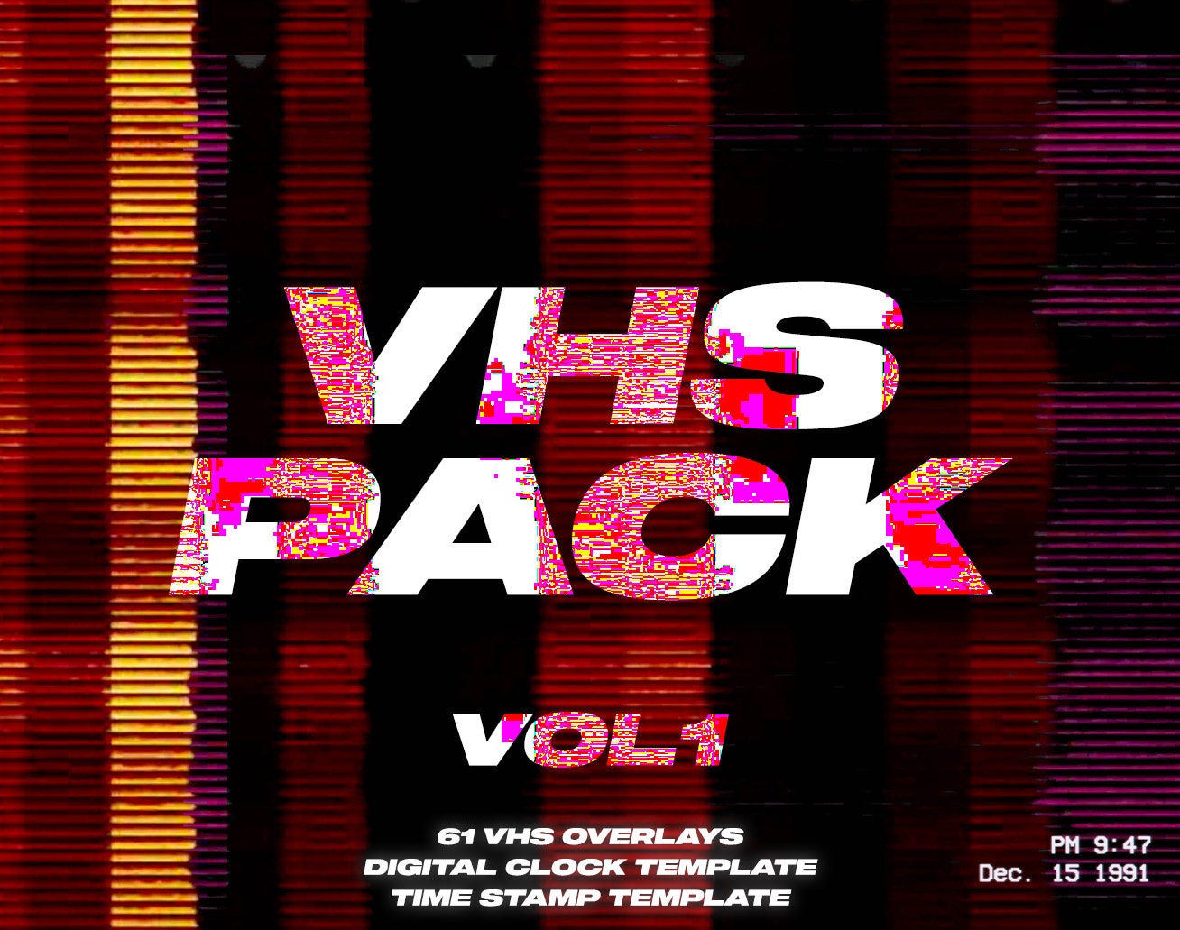 61 VHS PACK - VHS Overlays, Time Stamp Psd Template, Digital Clock Psd ...