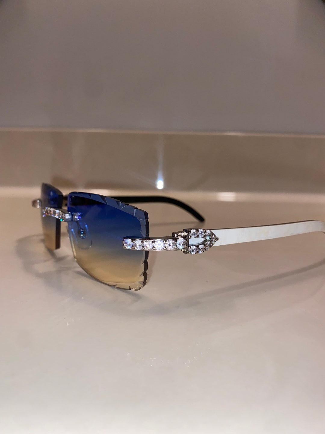 Iced Out Rimless Sunglasses Detroit Style Buffs - Etsy