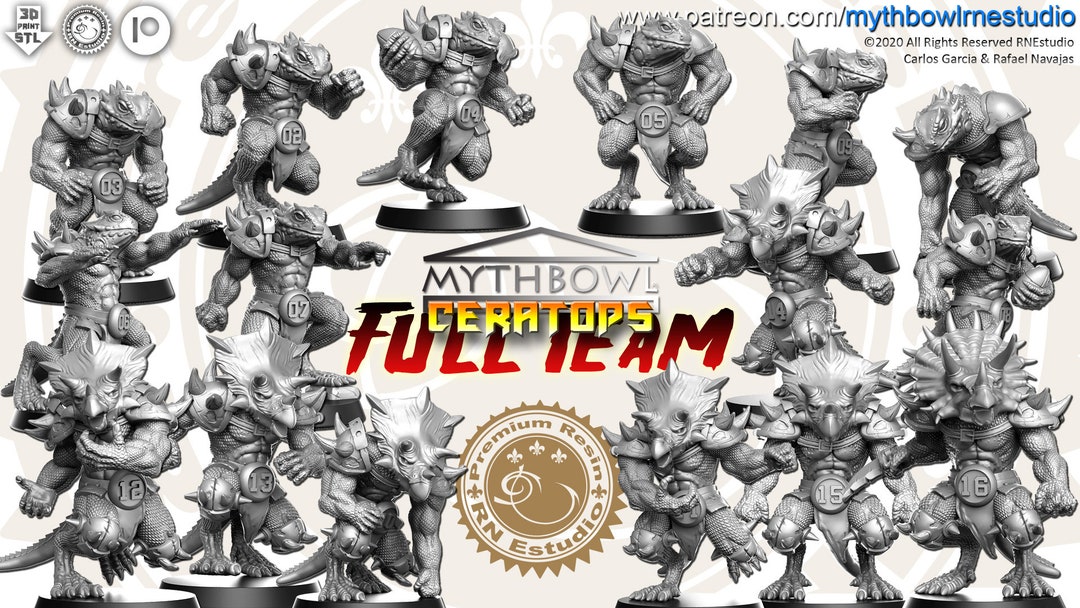 Ceratops Team - Rnestudio - 16 Figurines With Bases - Etsy