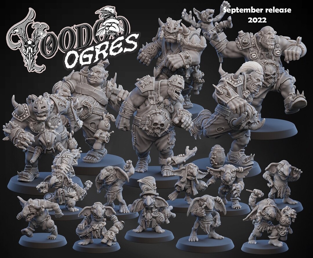 Voodoo Ogre Team for Blood Bowl Sculpted by Ugni Miniatures - Etsy
