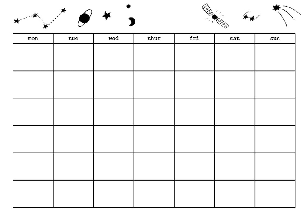 Space Theme Calendar Template - Etsy