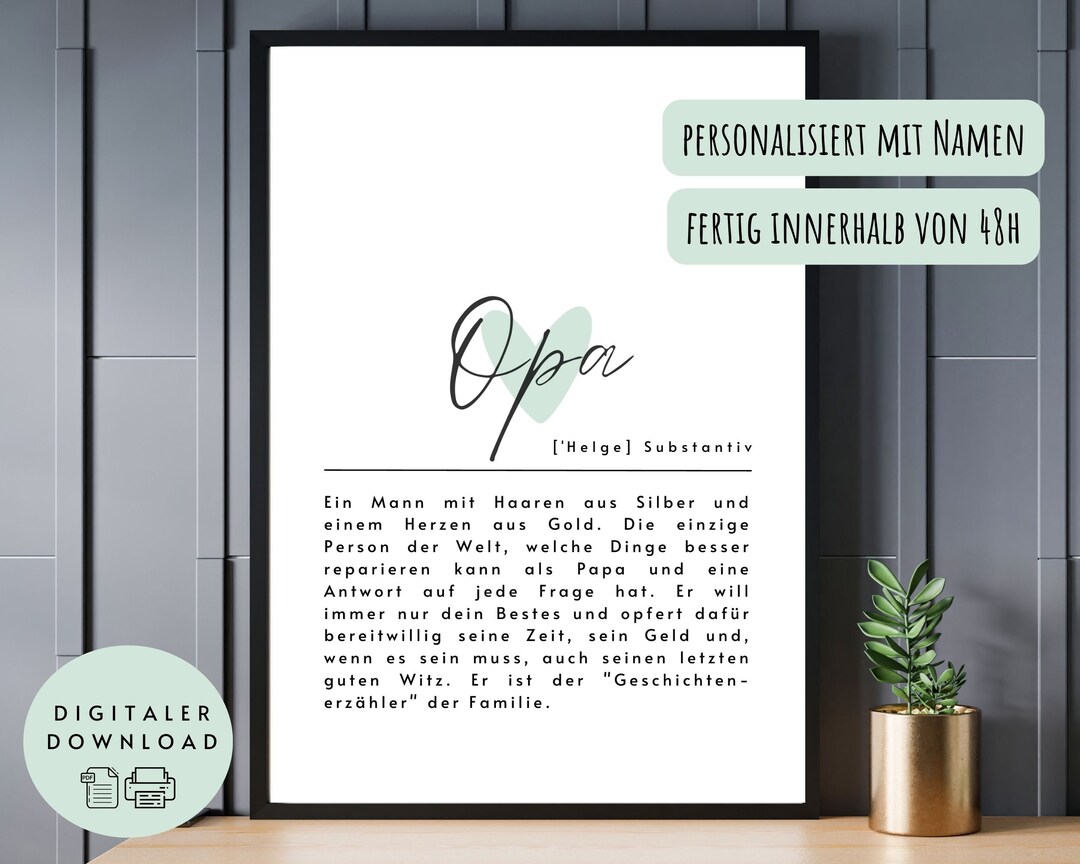 Poster Definition opa Zum Ausdrucken Geschenk - Etsy