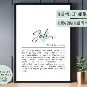 Poster Definition sohn Zum Ausdrucken Geschenk Sohn, Geschenk Mama ...