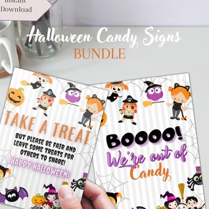 Halloween Trick or Treat Signs, Halloween Candy Signs, Printable Trick ...