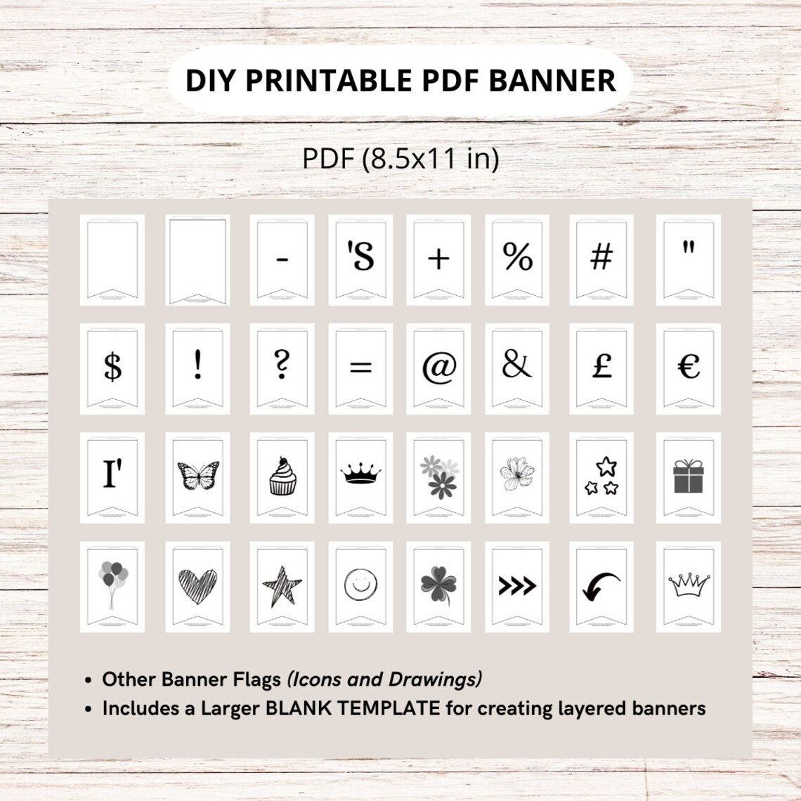 Printable Banner, Alphabet Letter Banner, Swallowtail Banner PDF Print ...