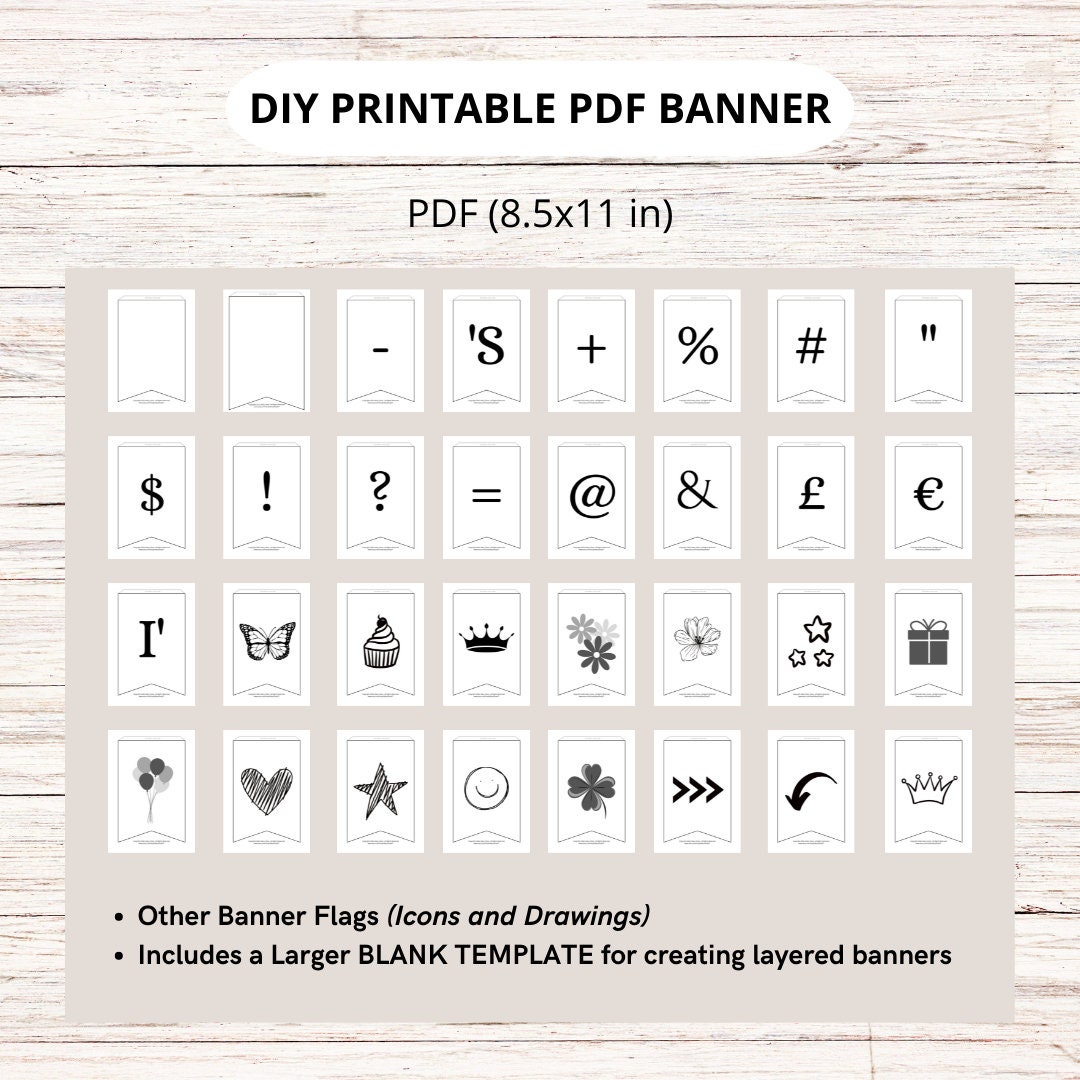 Printable Banner, Alphabet Letter Banner, Swallowtail Banner PDF Print ...