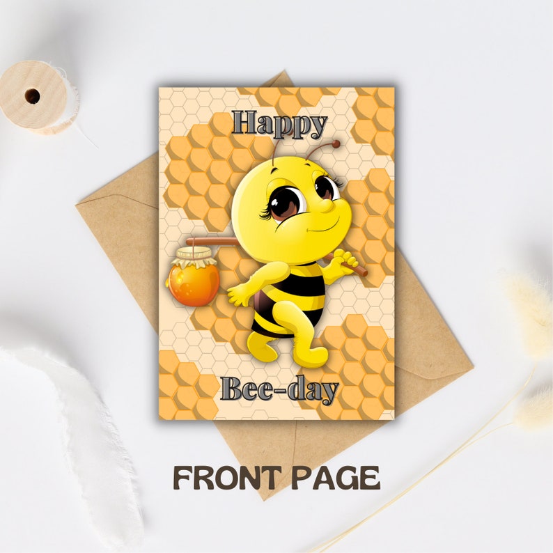 Printable Bee Birthday Card, Printable Birthday Card Funny, Digital ...