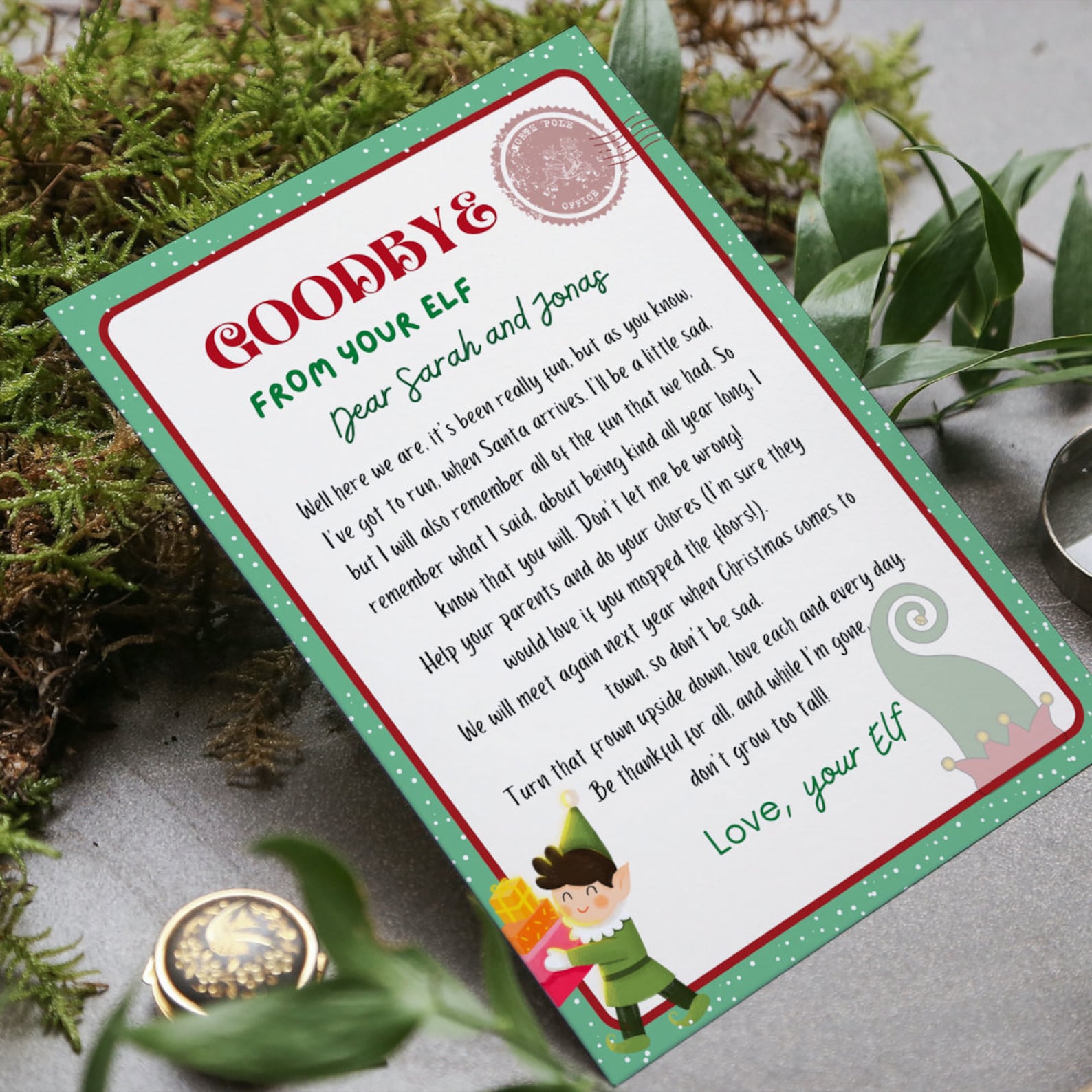 Personalized Official Elf Goodbye Letter, Goodbye From Your Elf ...