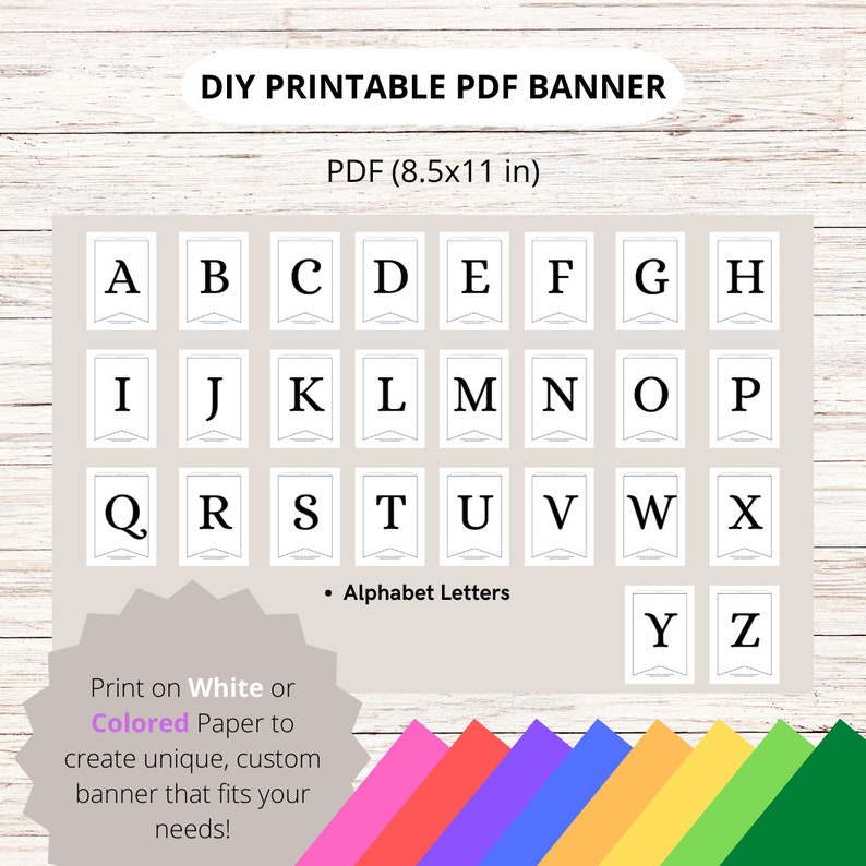 Printable Banner, Alphabet Letter Banner, Swallowtail Banner PDF Print ...