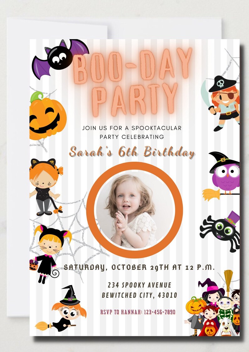 Halloween Birthday Party Invitation, Invitation Kids Boy Girl, Cute ...