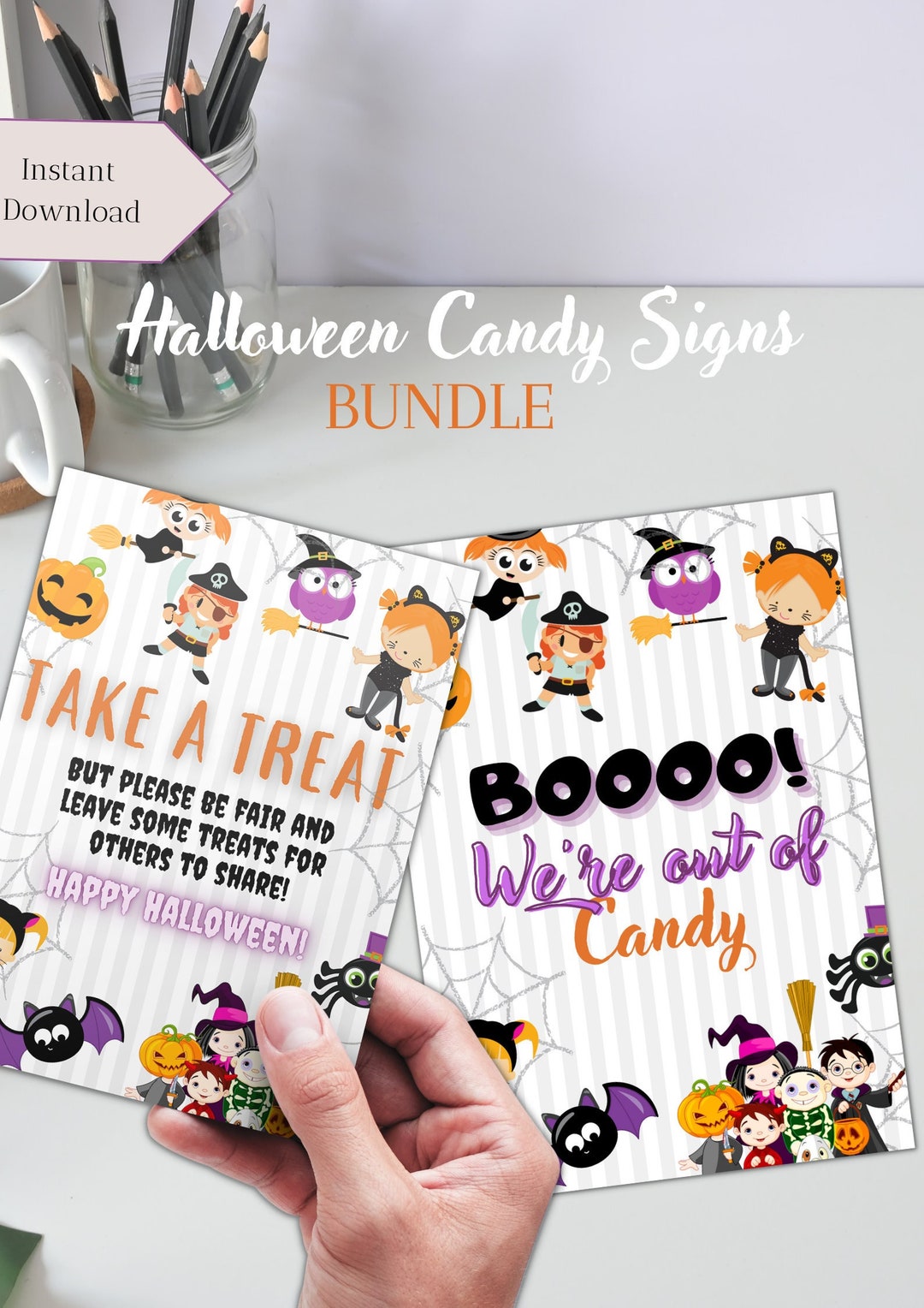 Halloween Trick or Treat Signs, Halloween Candy Signs, Printable Trick ...