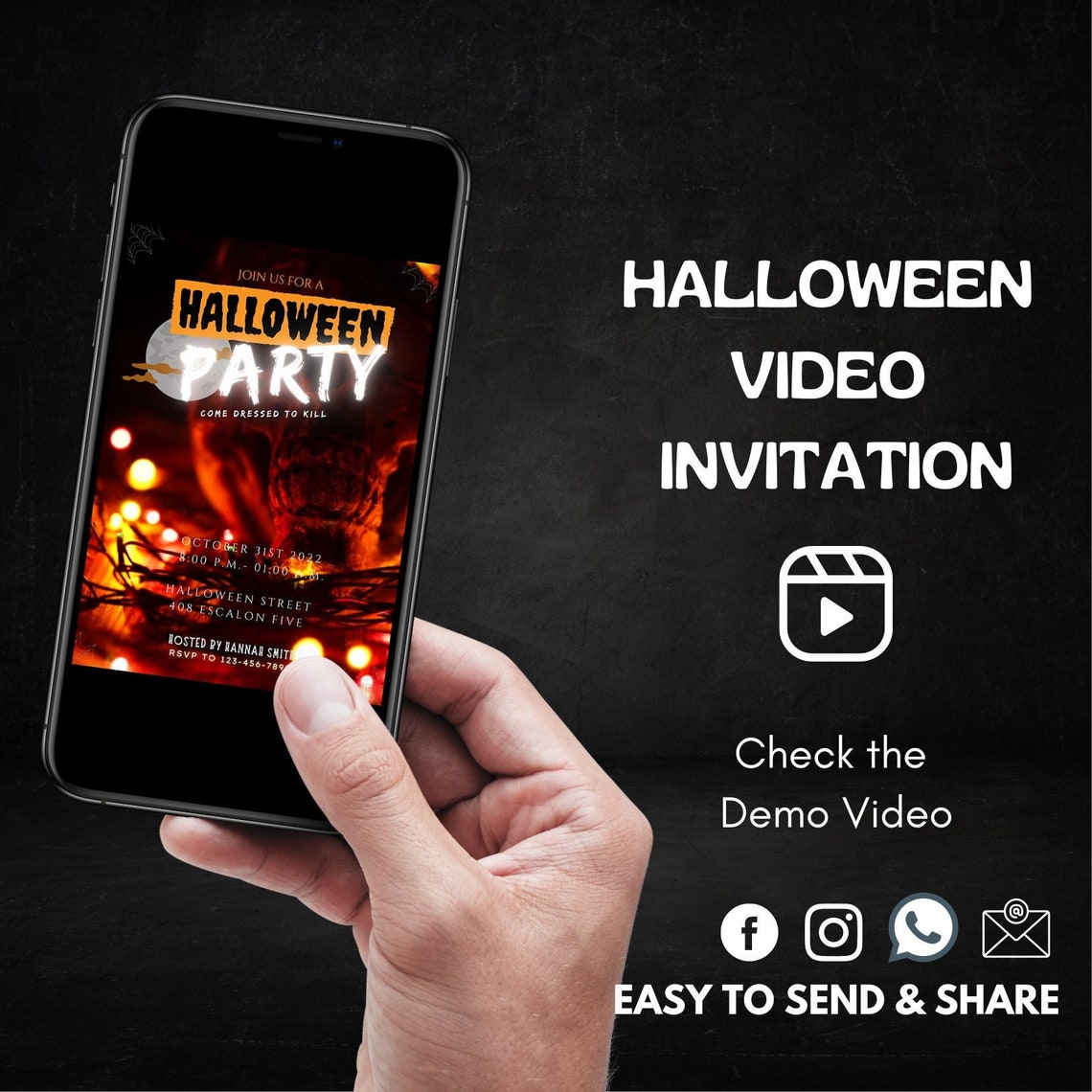Halloween VIDEO Invitation, Halloween Invite, Scary Halloween ...