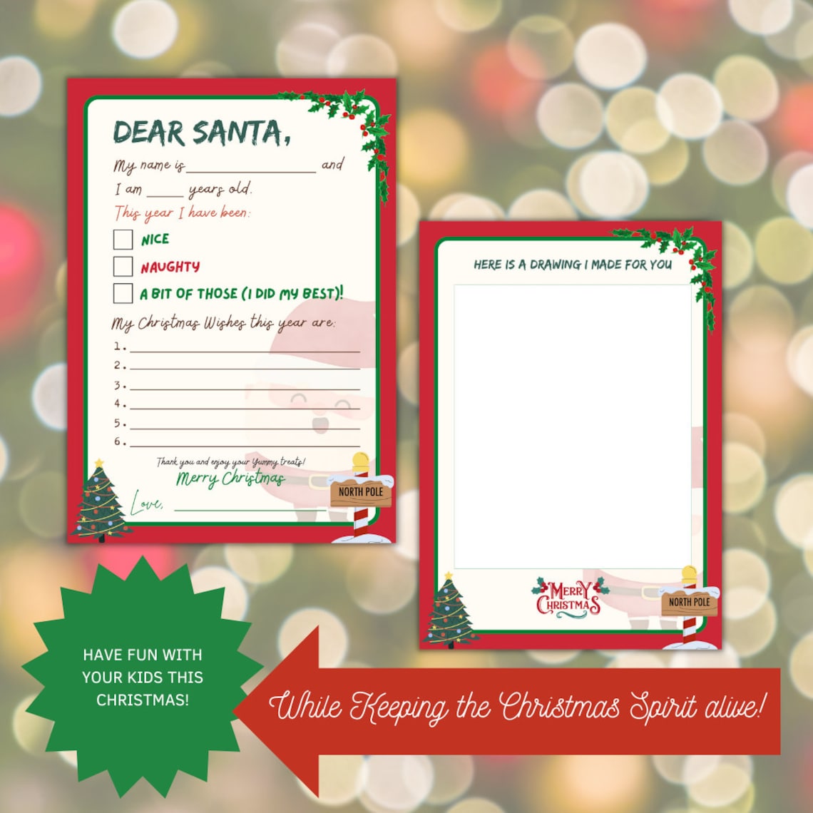 Printable Letter to Santa, Kids Letter to Santa, Instant Download ...