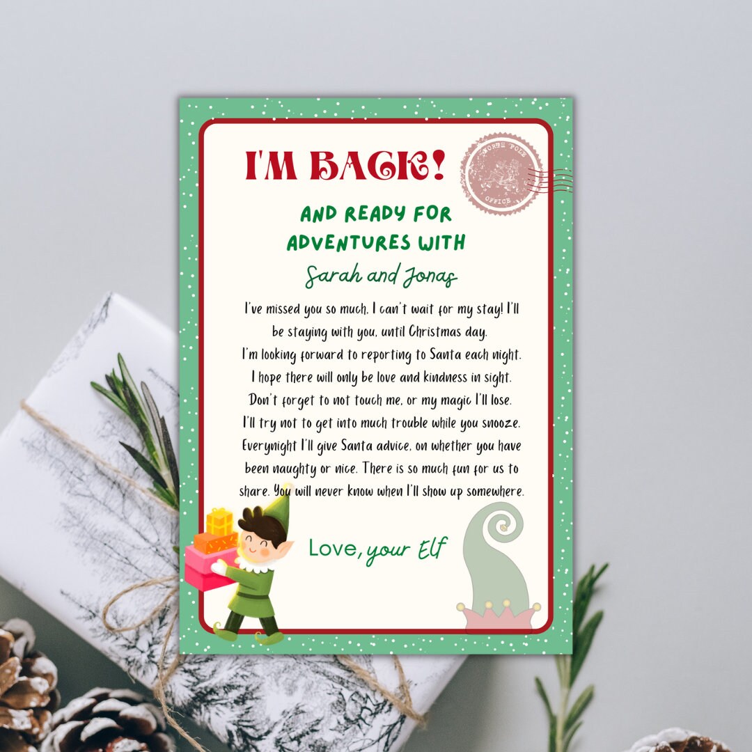 Personalized Official Elf Arrival Letter, Letter From the Christmas Elf ...