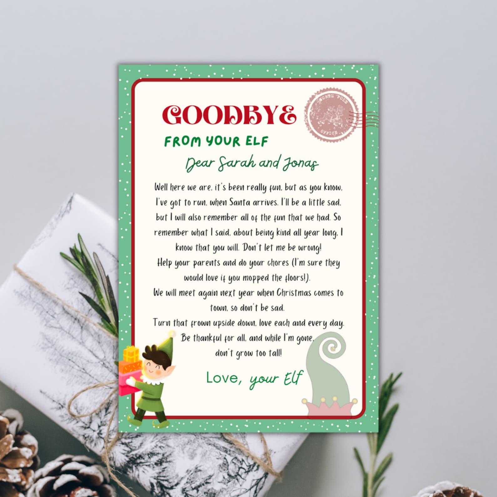 Personalized Official Elf Goodbye Letter, Goodbye From Your Elf ...