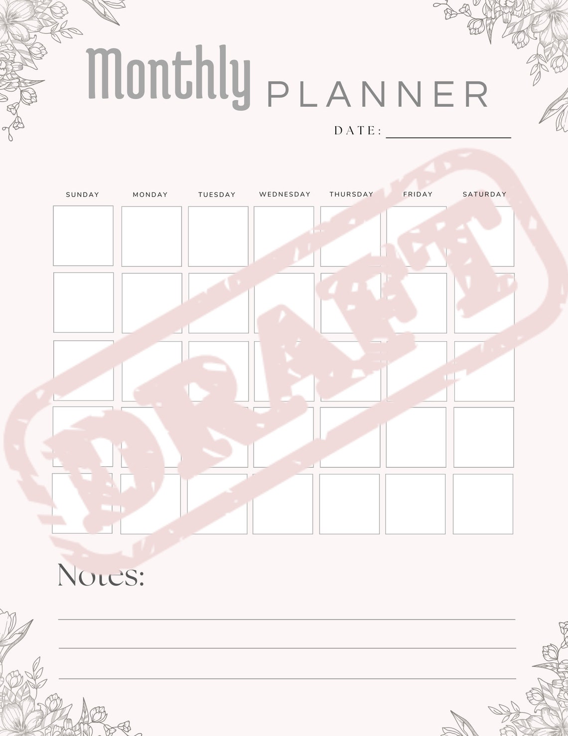 Undated Monthly Planner Printable, Editable Monthly Calendar Inserts ...