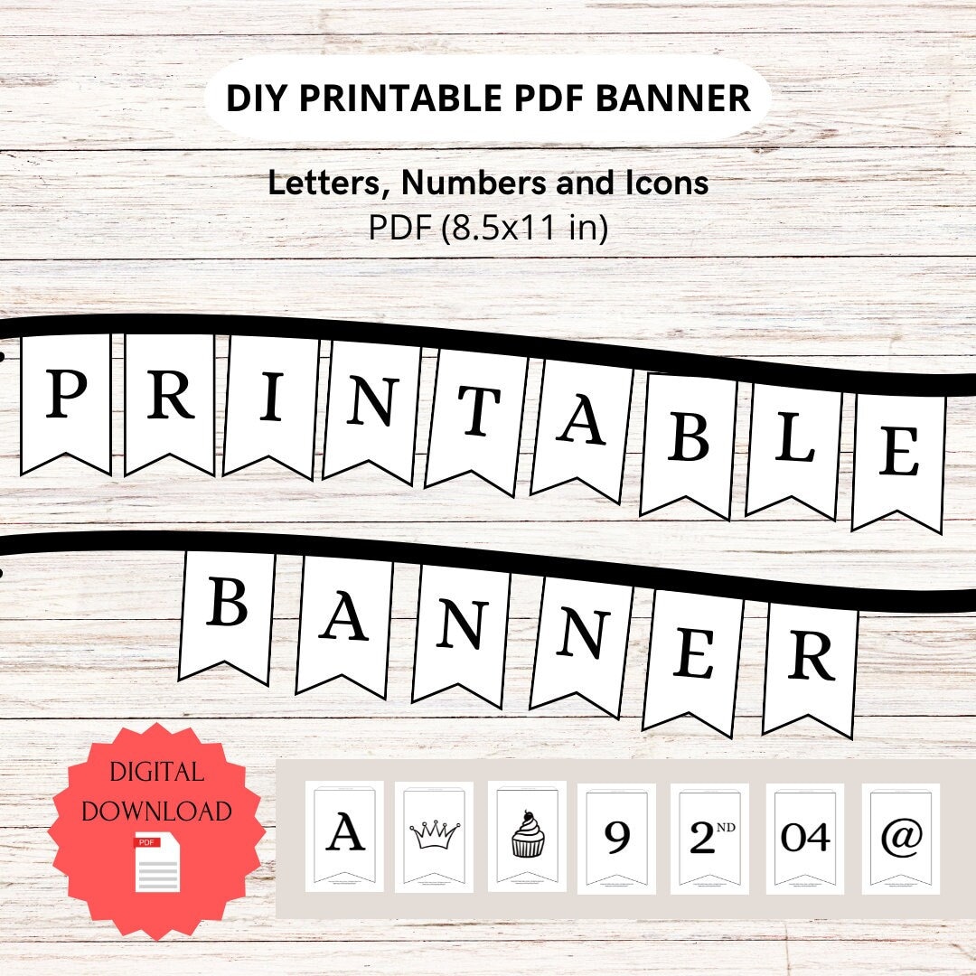 Printable Banner, Alphabet Letter Banner, Swallowtail Banner PDF Print ...