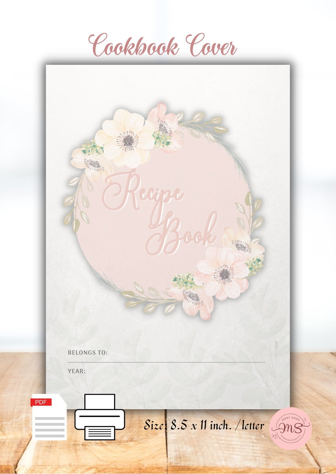 Personalized Editable Cookbook Cover Index and Set of 15 Dividers ...