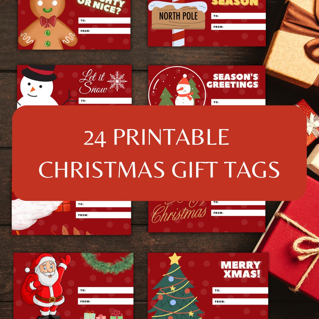 Printable Christmas Gift Tags, Holiday Designs - Etsy