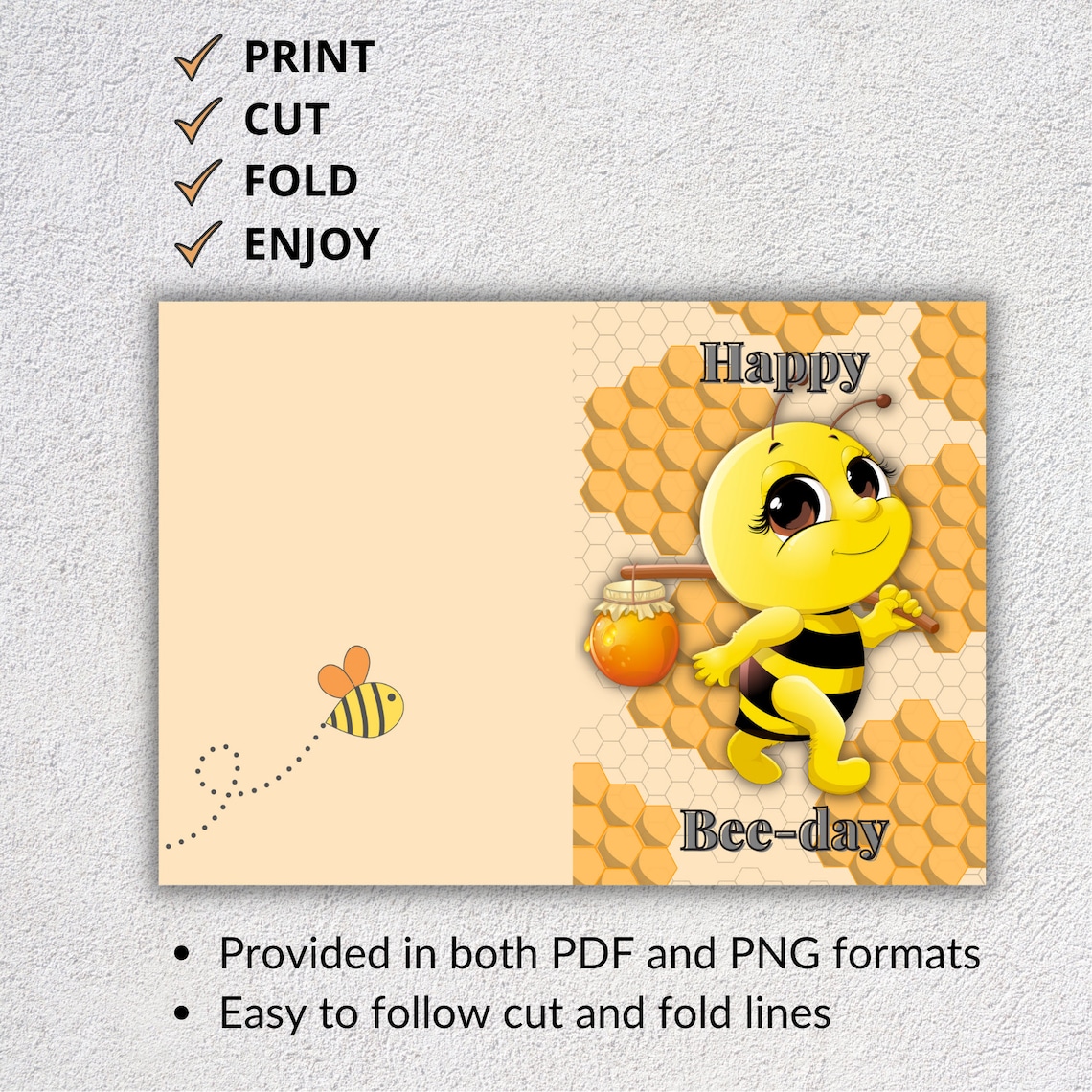 Printable Bee Birthday Card, Printable Birthday Card Funny, Digital Birthday Card From Bee, 5x7 ...